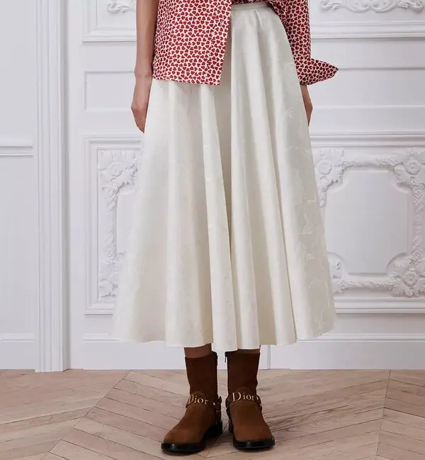 Dior Mid-length Flared Skirt With Allover Signatures