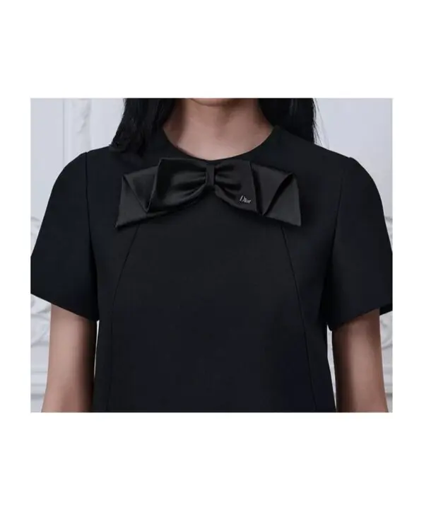 Dior Short Sleeve Dress With Satin Bow