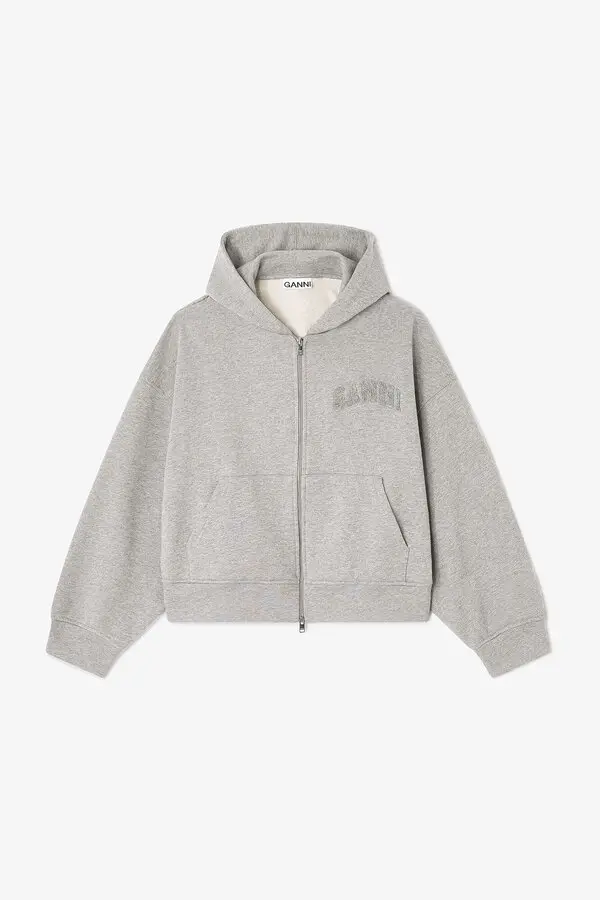 GANNI Two-way Zip Hoodie With Logo