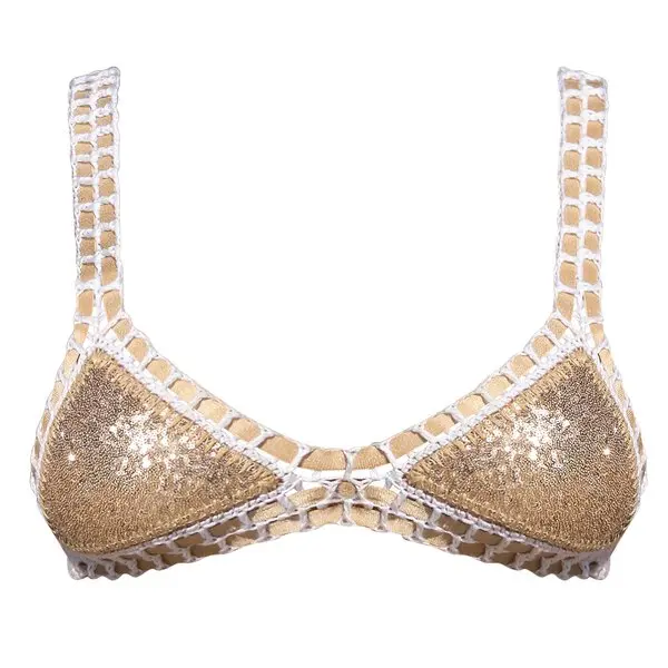 LUXSEA SWIMWEAR Amira Sequin Crochet Bikini Top