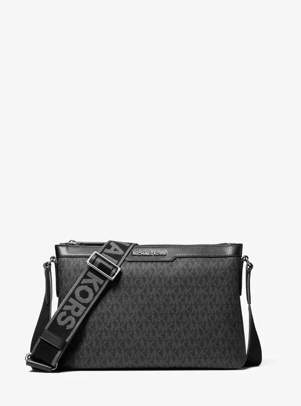 Michael Kors Hudson Signature Logo Messenger Bag - Black