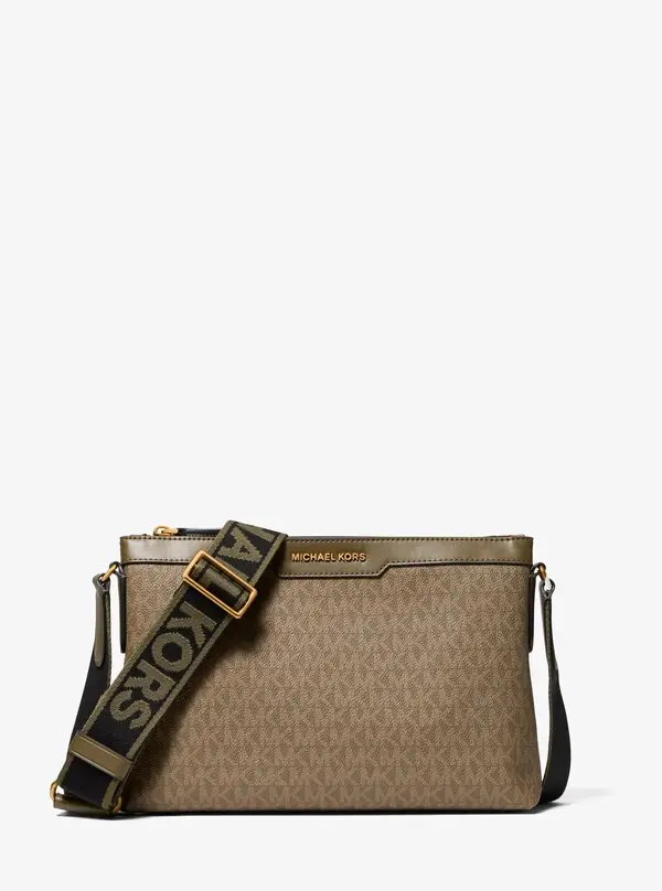 Michael Kors Hudson Signature Logo Messenger Bag - Green