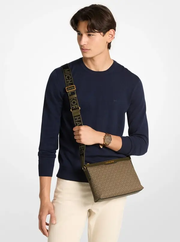 Michael Kors Hudson Signature Logo Messenger Bag