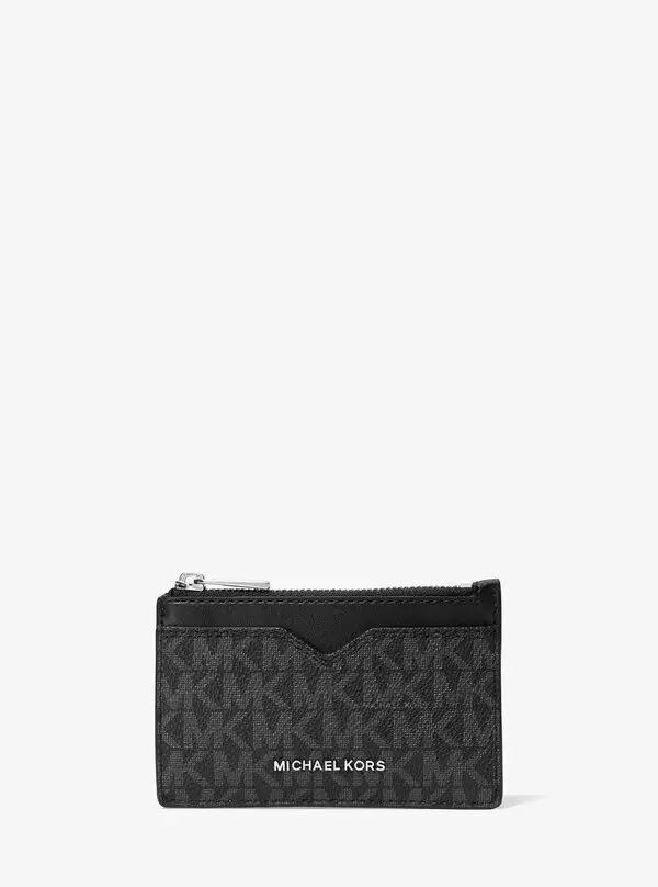 Michael Kors Hudson Signature Logo Card Case In By - Black