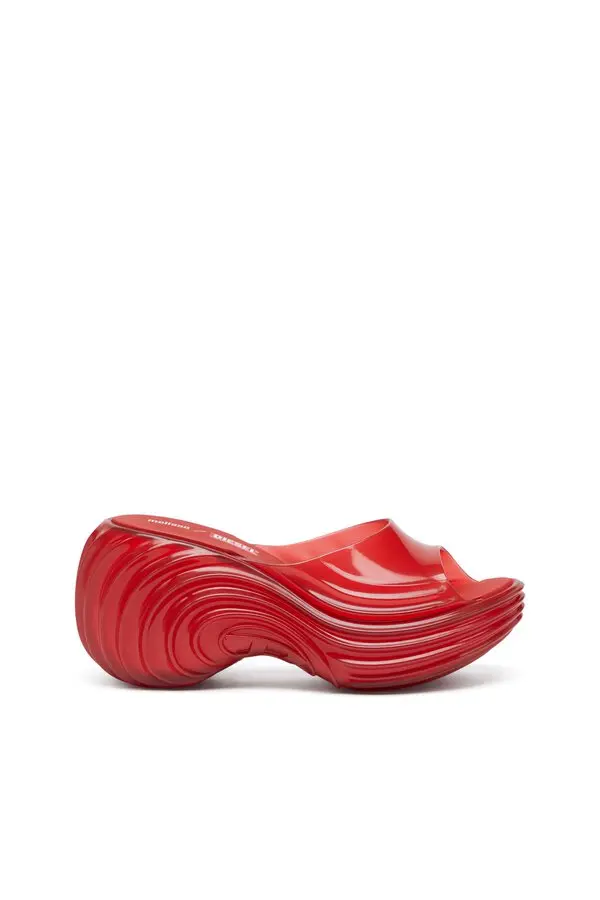 DIESEL® Platform Mule In Melflex With Oval D Monogram Sole - Red