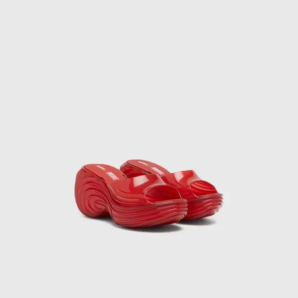 DIESEL® Platform Mule In Melflex With Oval D Monogram Sole - Red