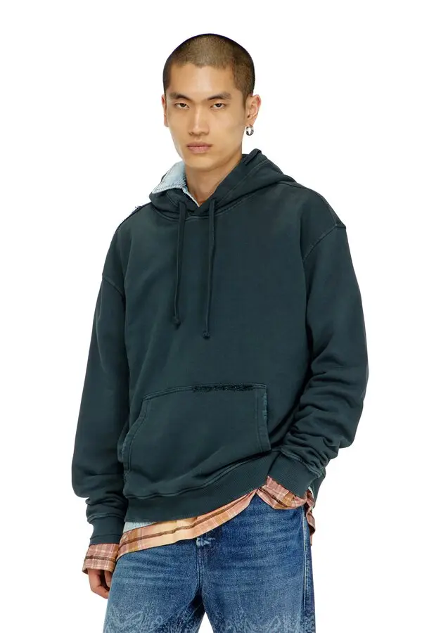 DIESEL® Distressed Hoodie With Crystal Embellishments