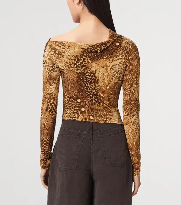 ALLSAINTS Arlie Animal Print Asymmetrical Top