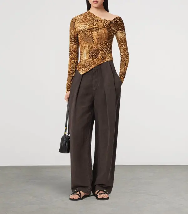 ALLSAINTS Arlie Animal Print Asymmetrical Top