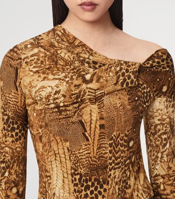 ALLSAINTS Arlie Animal Print Asymmetrical Top