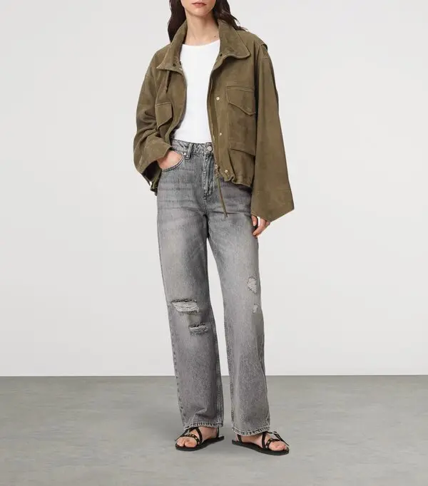ALLSAINTS Suede Clay Bomber Jacket