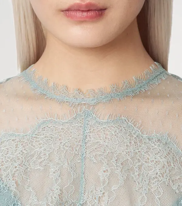 ALLSAINTS Clara Lace-trimmed Tulle Blouse - Blue