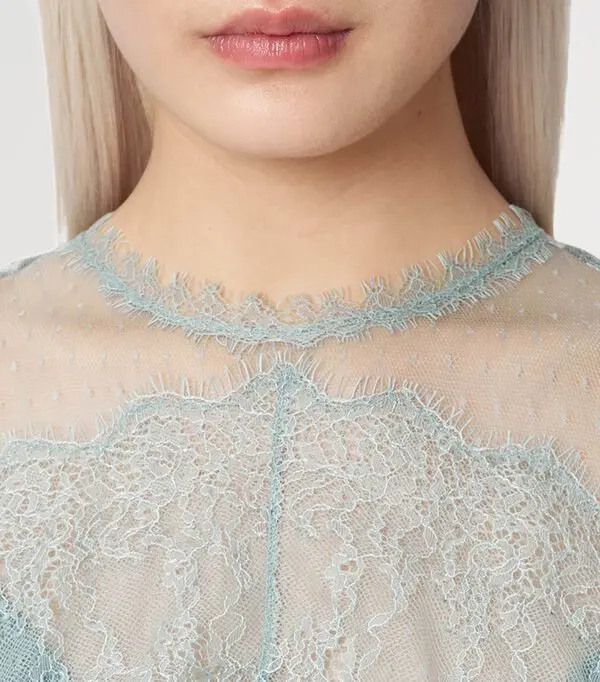 ALLSAINTS Clara Lace-trimmed Tulle Blouse - Blue