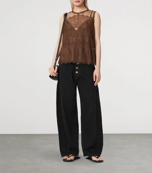 ALLSAINTS Clara Lace-trimmed Tulle Blouse - Brown