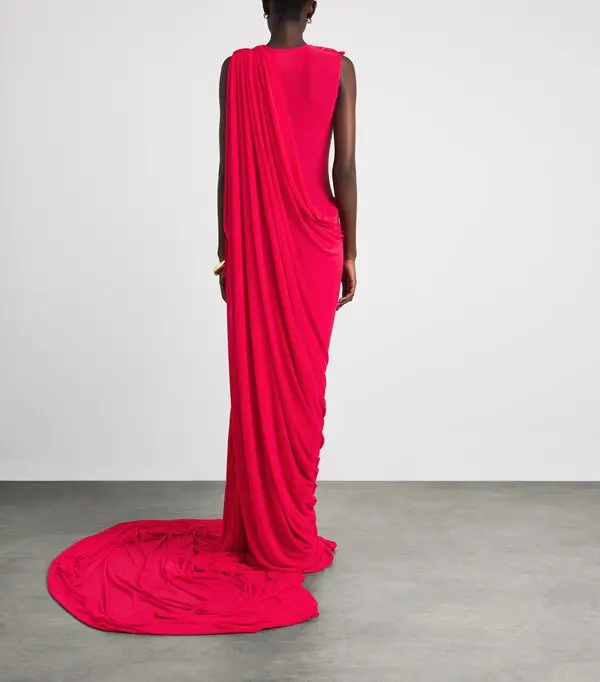 ZIYAD BUAINAIN Mesh Ruched Gown
