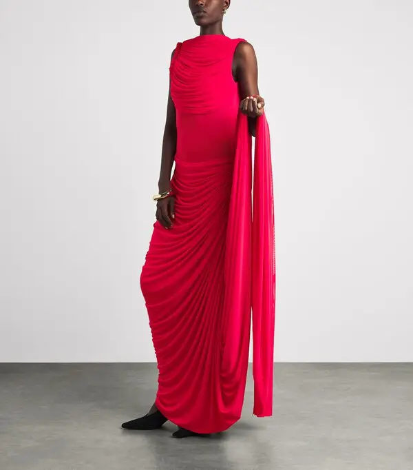 ZIYAD BUAINAIN Mesh Ruched Gown