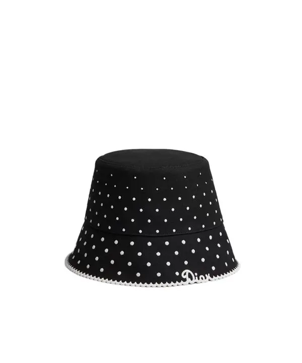 Dior Polka Dot Small Brim Bucket Hat - Black