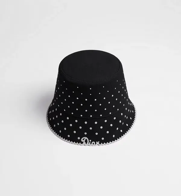 Dior Polka Dot Small Brim Bucket Hat - Black