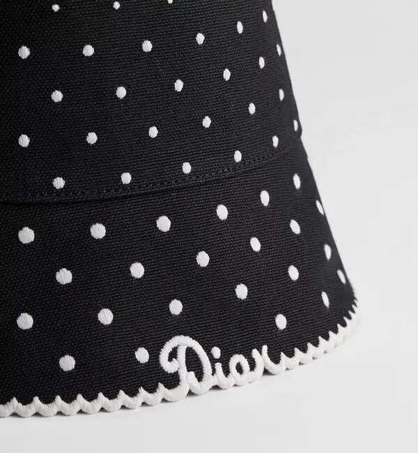 Dior Polka Dot Small Brim Bucket Hat - Black