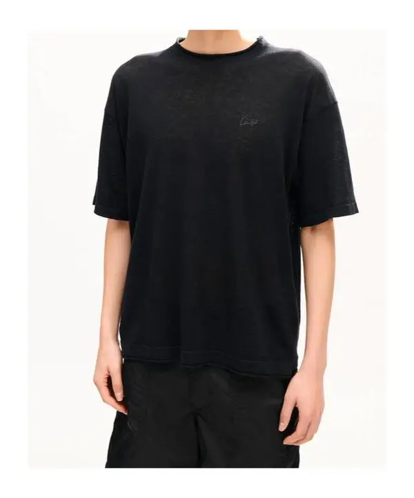 Kenzo Signature' Embroidered Light T-shirt In Linen Cotton - Black