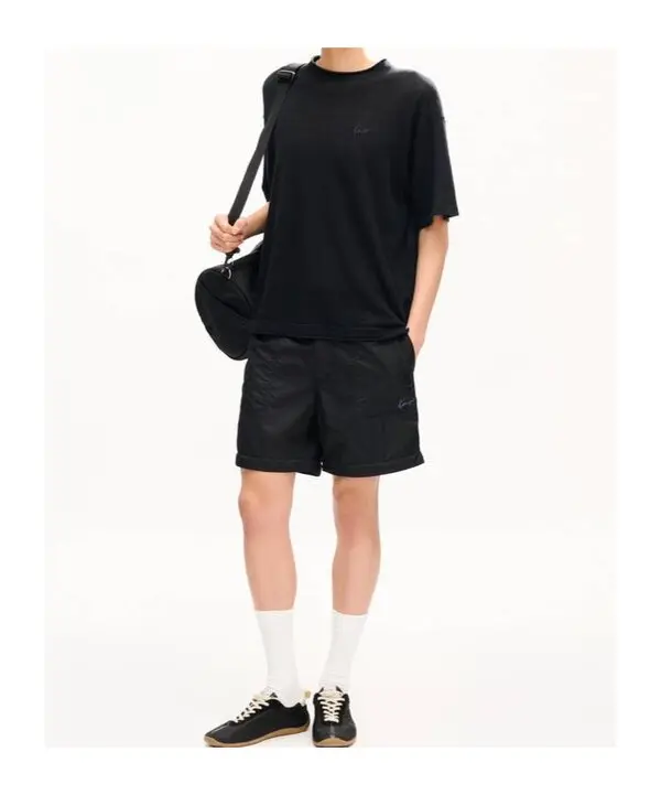 Kenzo Signature' Embroidered Light T-shirt In Linen Cotton - Black