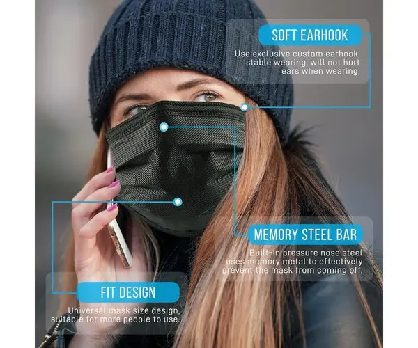 SERENELIFE 50 Pieces Disposable Face Masks 3 Layer Protection Breathable Face Masks Slwtrchlr110.5