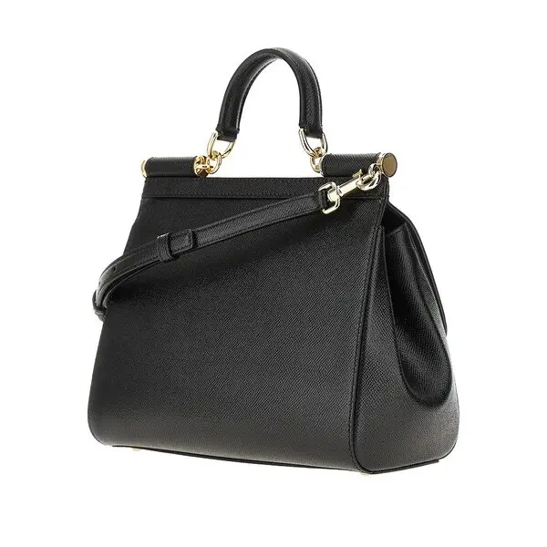 Dolce & Gabbana Dauphine Leather Large Sicily Top Handle Bag - Black