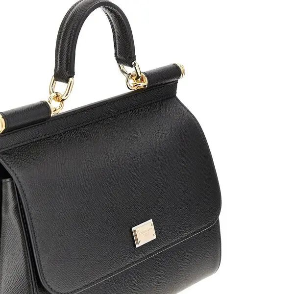 Dolce & Gabbana Dauphine Leather Large Sicily Top Handle Bag - Black