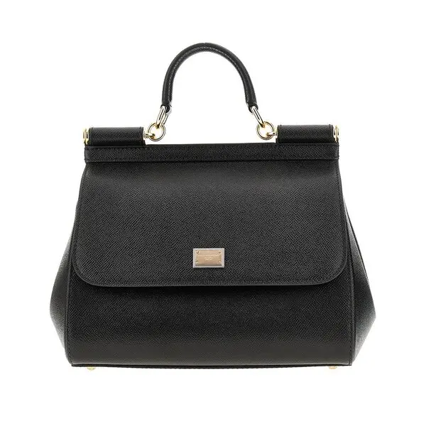 Dolce & Gabbana Dauphine Leather Large Sicily Top Handle Bag - Black