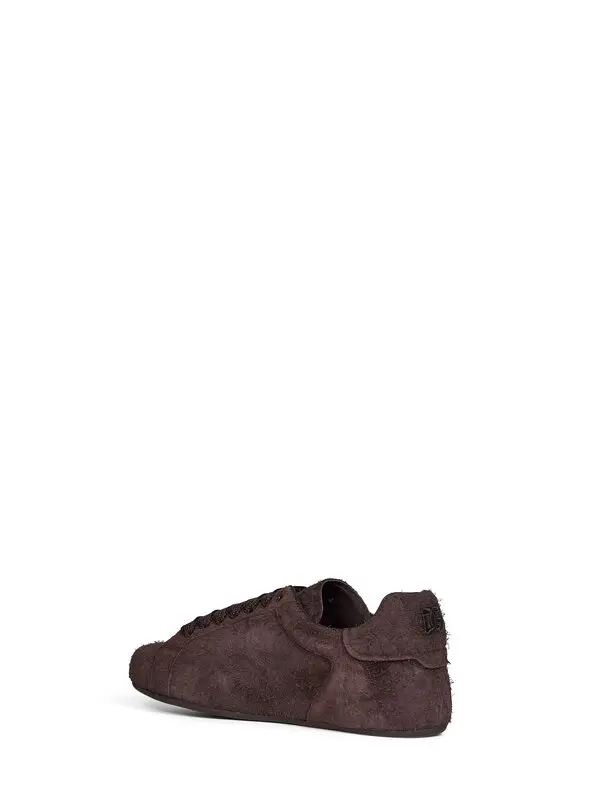 Dolce & Gabbana Dark Brown Suede Split Leather Portofino Soft Sneakers