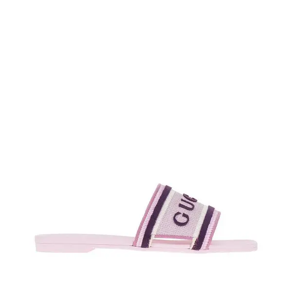 Gucci Fabric And Rubber Slides - Pink