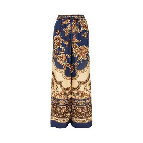 Zimmermann Aster Printed Silk Wide Leg Pants - Blue