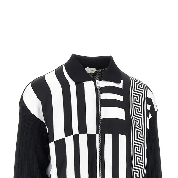 Versace Cardigan With Sylvester Print And Ribbed Knitting