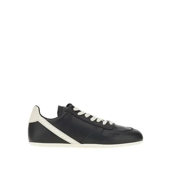 Rick Owens Leather Sneakers With Contrasting Heel Tab - Black