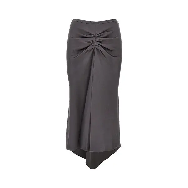 Victoria Beckham Crepe Back Satin Midi Skirt - Gray