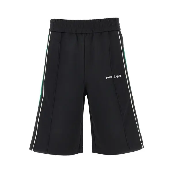 Palm Angels Cotton-blend Track Shorts With Striped Bands And Logo