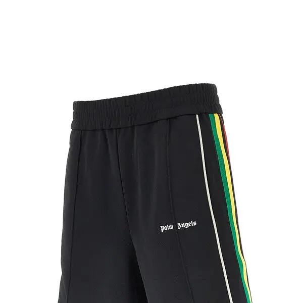 Palm Angels Cotton-blend Track Shorts With Striped Bands And Logo