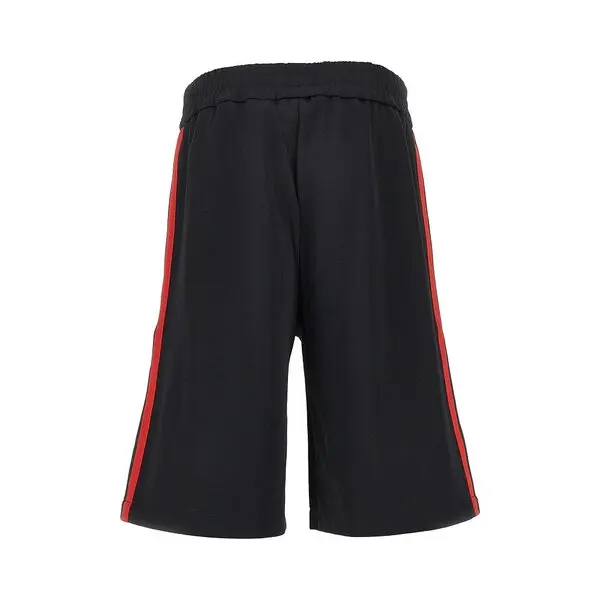 Palm Angels Cotton-blend Track Shorts With Striped Bands And Logo