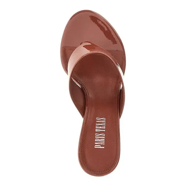 Paris Texas Patent-leather Thong Mules - Brown