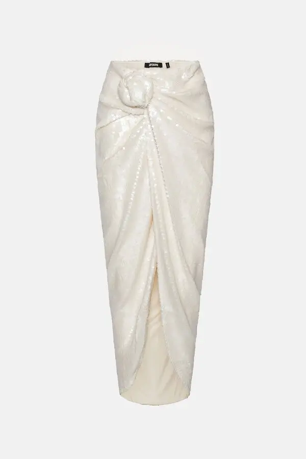 ROTATE BY BIRGER CHRISTENSEN Sequin Knot Midi Skirt - Multicolor