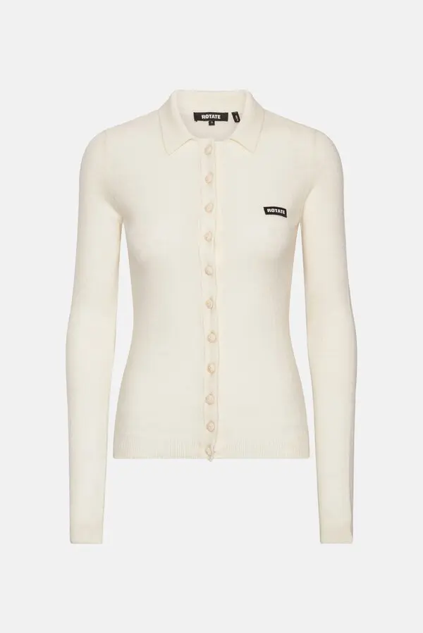 ROTATE BY BIRGER CHRISTENSEN Knitted Wool & Cashmere Blend Polo Top - Multicolor