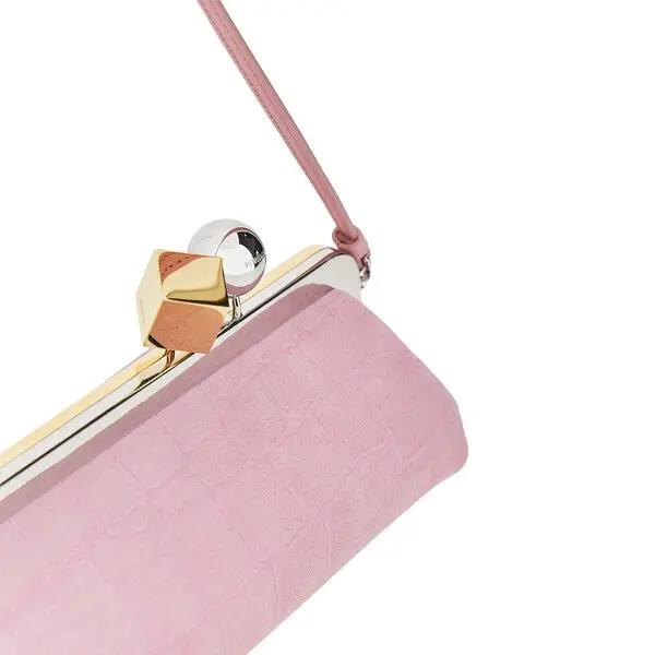 Jacquemus Suede Leather Pouch With Croc-effect - Pink