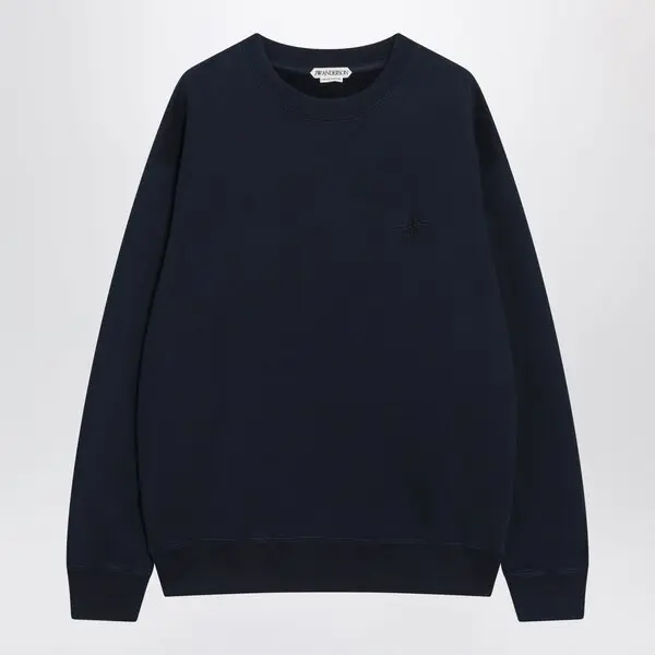 JW Anderson Navy Cotton Sweatshirt With Embroidered Logo - Blue