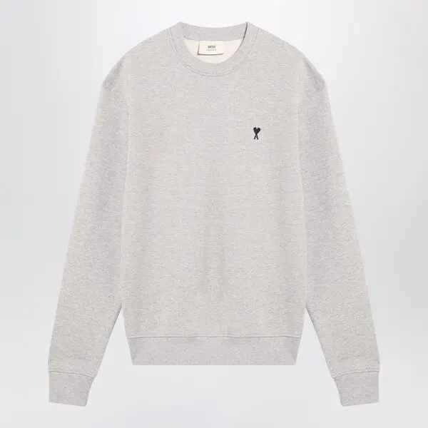 AMI Paris Grey De Cå“ur Crewneck Sweatshirt - Gray