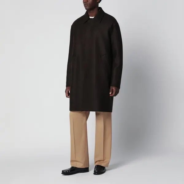 Harris Wharf London Dark Wool Coat - Brown