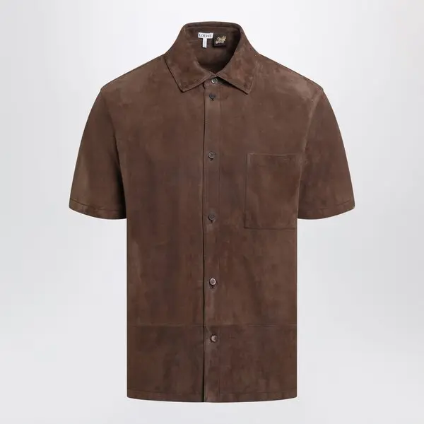 Loewe Short-sleeved Shirt In Dark Suede Goatskin
