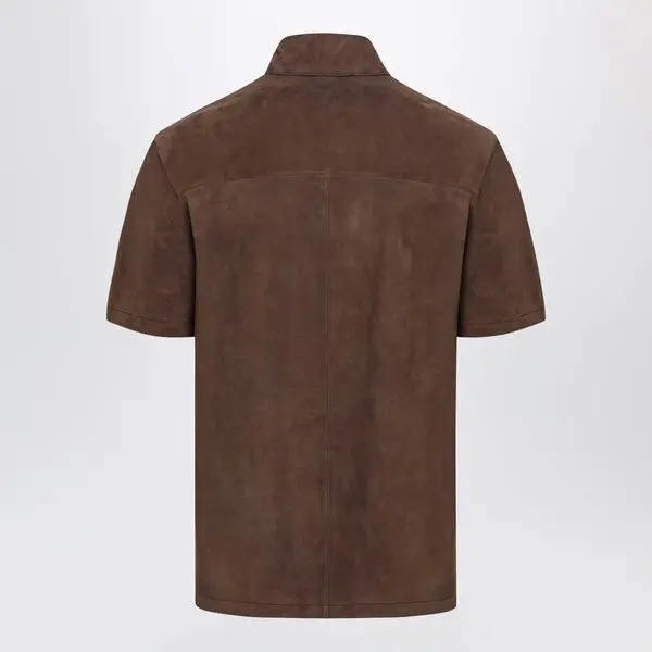 Loewe Short-sleeved Shirt In Dark Suede Goatskin