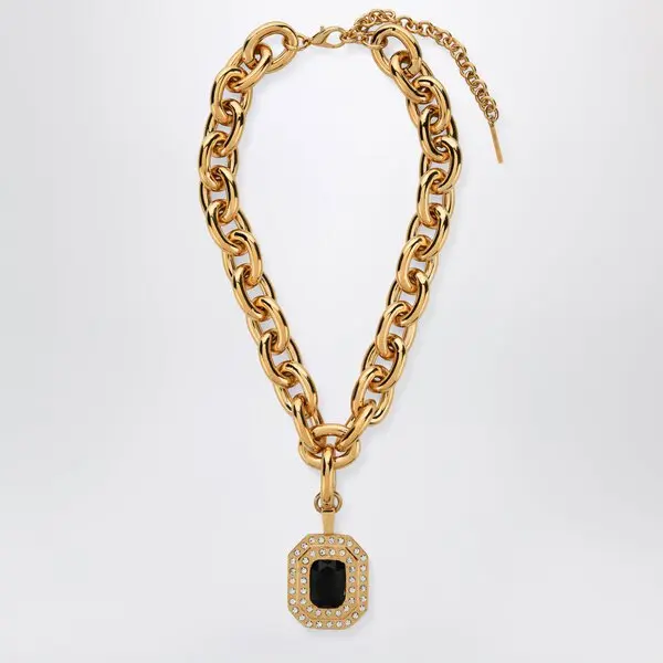 Alessandra Rich Gold-tone Chain Necklace With Embellished Pendant - Silver
