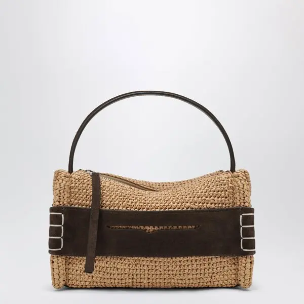 JW Anderson Small Loafer Bag In Raffia And Leather - Cream