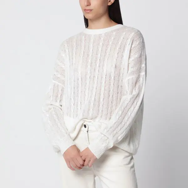 LISA YANG Amabel Cashmere-silk Cable Knit Sweater - White